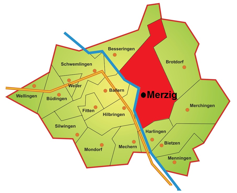 Stadtteil Merzig in der Kreisstadt Merzig